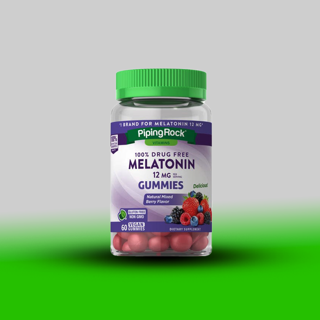 Melatonin Gummies (Natural Berry), 12 mg, 60 Vegan Gummies Bottle ...